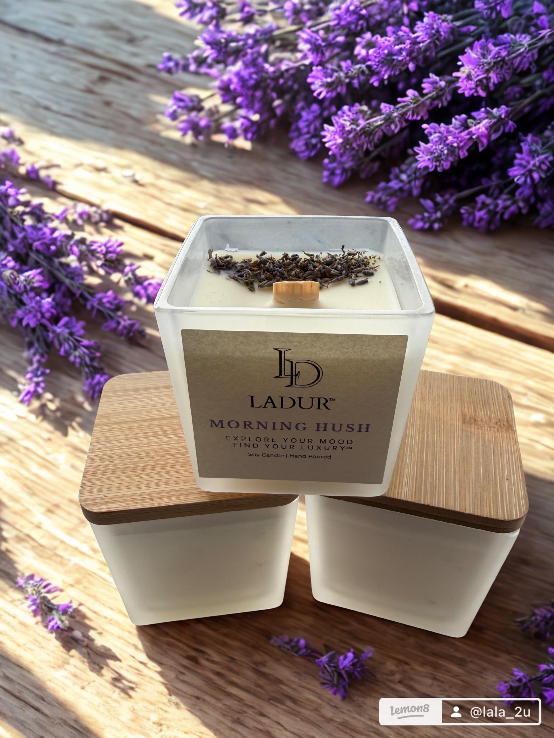 Morning Hush – Soy Candle, Net 08 oz | Wooden Wick – LaDur™